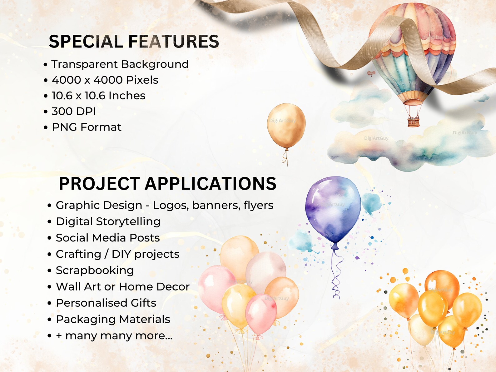 Balloons Clipart Watercolor Birthday Clipart Party Balloon PNG Set ...
