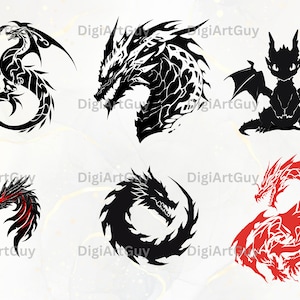 Black Dragons Shapes PNG Bundle - 130 Dragon Clipart Pngs, Dragon ...