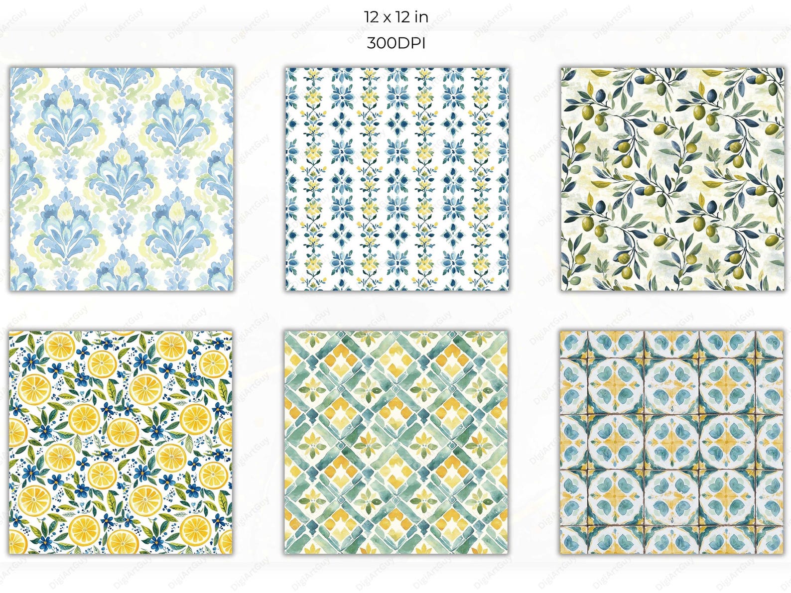 Mediterranean Seamless Patterns Blue Digital Print Summer Digital Paper ...