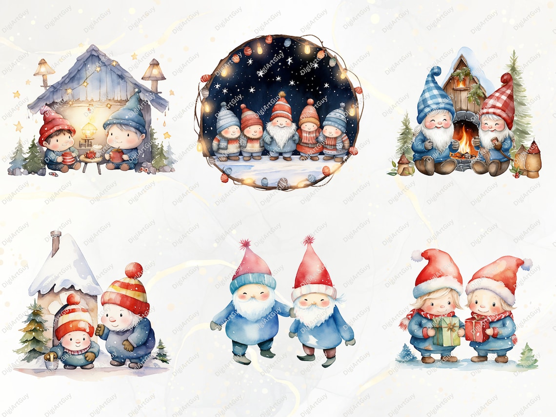 Festive Gnomes Clipart - 84 Watercolor Gnomes Clipart Pngs, Gnomes PNG ...