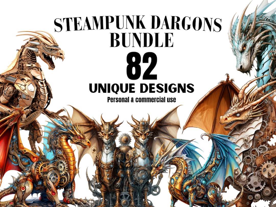 Steampunk Dragons PNG Bundle 82 Dragon Pngs, Dragon Clipart, Technology ...