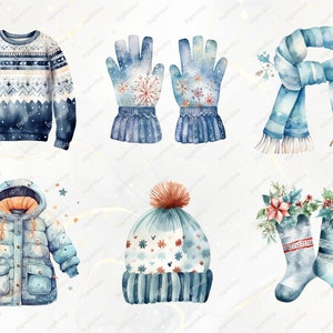 Winter Clothes Clipart - 144 Watercolor Winter Clipart Pngs, Winter PNG ...