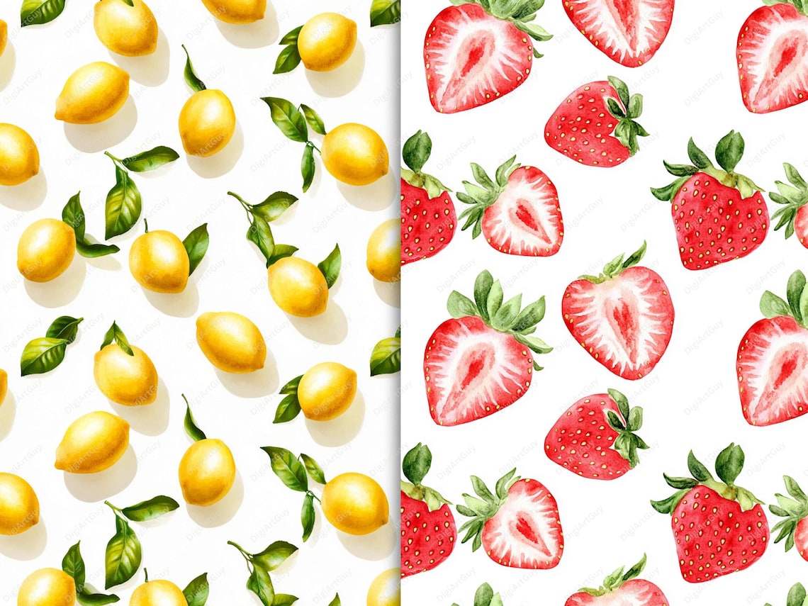 Fruit Seamless Patterns Summer Fruit Digital Paper Junk Journal Paper ...