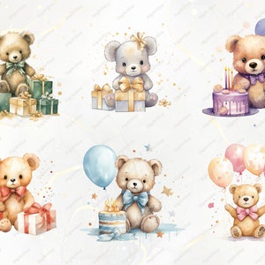 Cute Teddy Bear PNG Bundle - 77 Teddy Bear Clipart, Watercolor Teddy ...