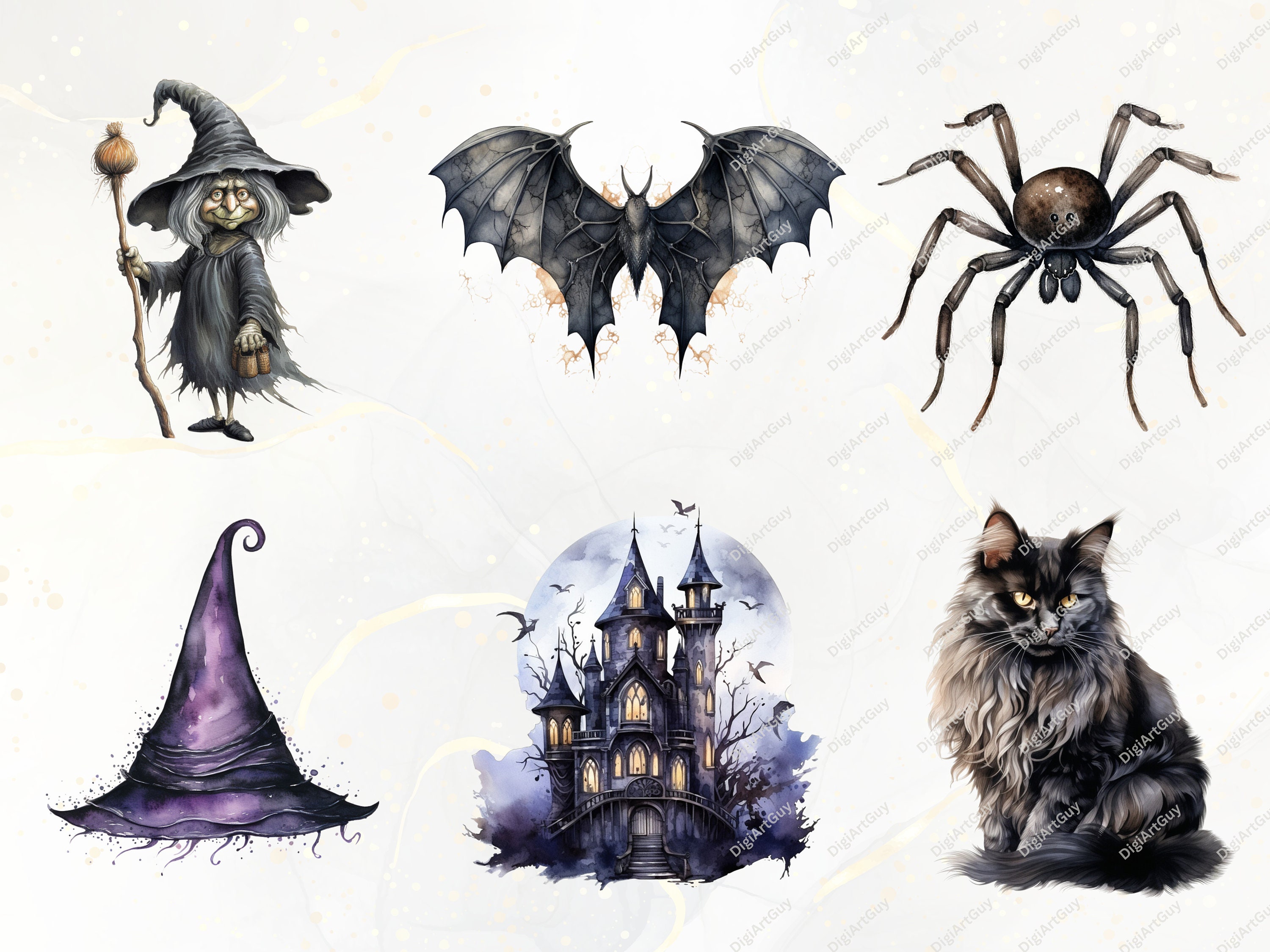 Watercolor Spooky Decor Bundle 129 Spooky Decorations - Etsy