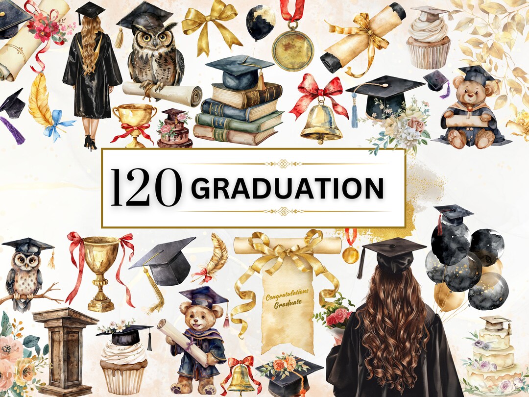 Graduation PNG Bundle Graduation Watercolor Clipart Graduation Girl ...
