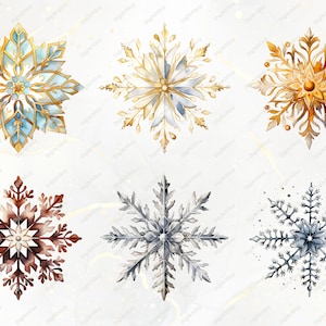 Snowflake Clipart Bundle - 94 Watercolor Winter Clipart Pngs, Winter ...