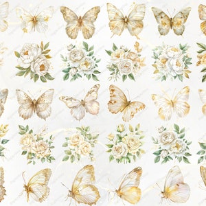 Watercolor Butterflies Clipart Watercolor Butterfly PNG Gold and White ...