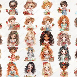 Strawberry Clipart Set Watercolor Strawberry PNG Cute Fruit Clipart ...