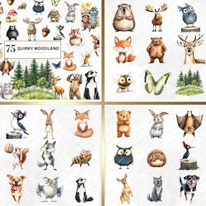 Woodland Mega Clipart Bundle Watercolor Woodland Animal Clipart Cute ...