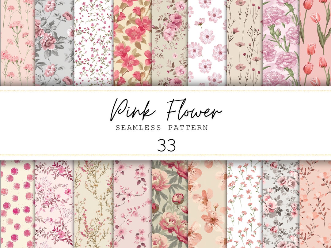 Flower Seamless Pattern Pink Floral Digital Paper Junk Journal Paper ...