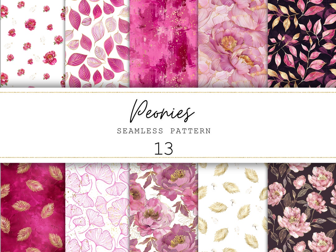 Pink Floral Seamless Pattern Peony Digital Paper Floral Background Junk ...