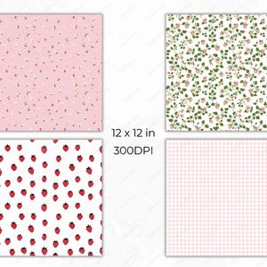 Strawberry Seamless Pattern Pink Junk Journal Paper Summer Fruit ...