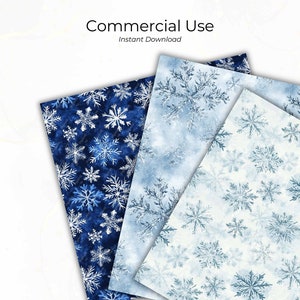 Snowflakes Seamless Patterns Winter Digital Paper Set Blue Junk Journal ...
