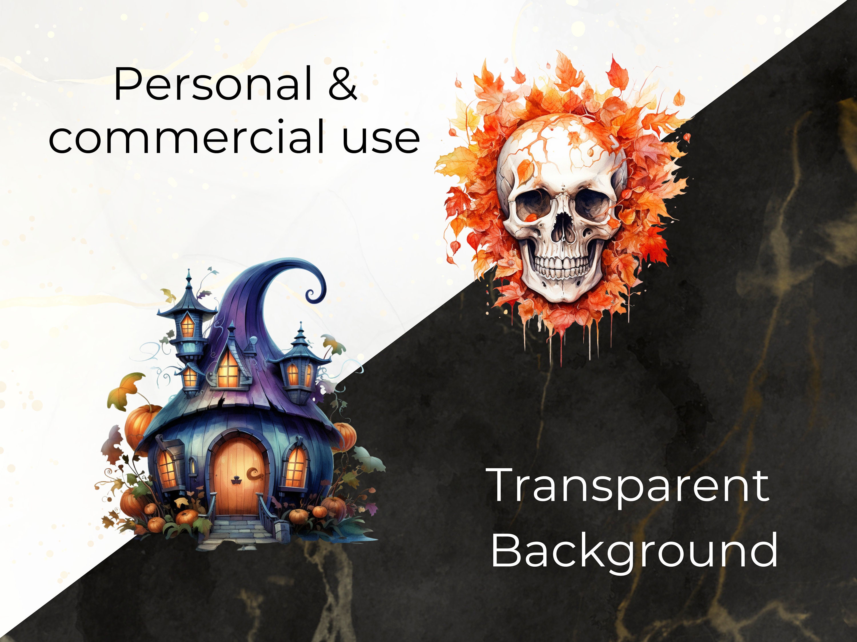 Watercolor Spooky Decor Bundle 129 Spooky Decorations - Etsy