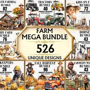 Farmer Kids Clipart Bundle - 72 Farm Pngs, , Nursery Clipart Decor ...
