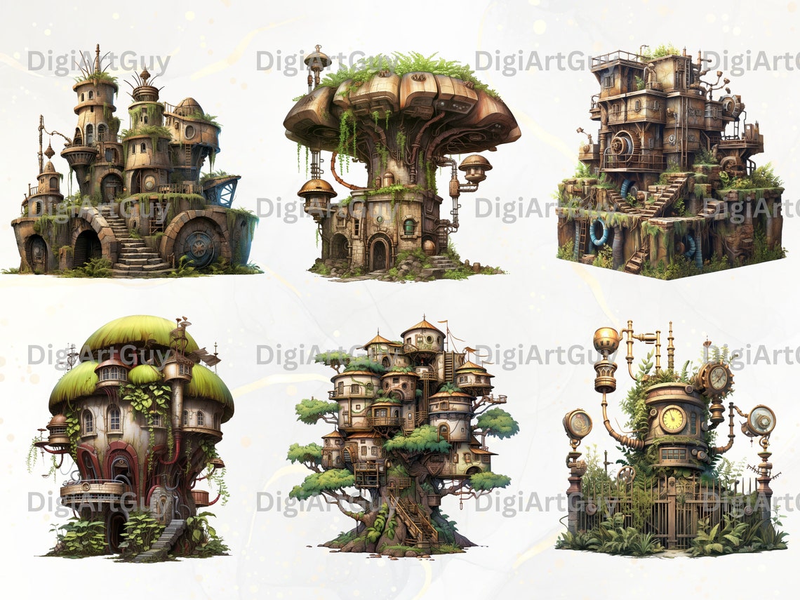 52 Steampunk Forest Clipart Bundle Watercolor Steampunk - Etsy