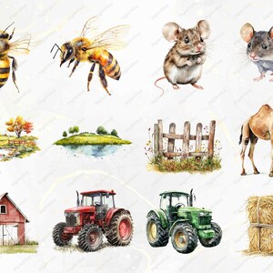 Barnyard Animals PNG Watercolor Farm Clipart PNG Countryside Clipart ...