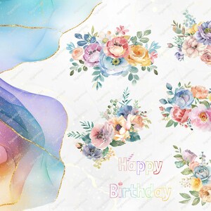 Rainbow Birthday Watercolor Clipart Celebration Illustrations ...