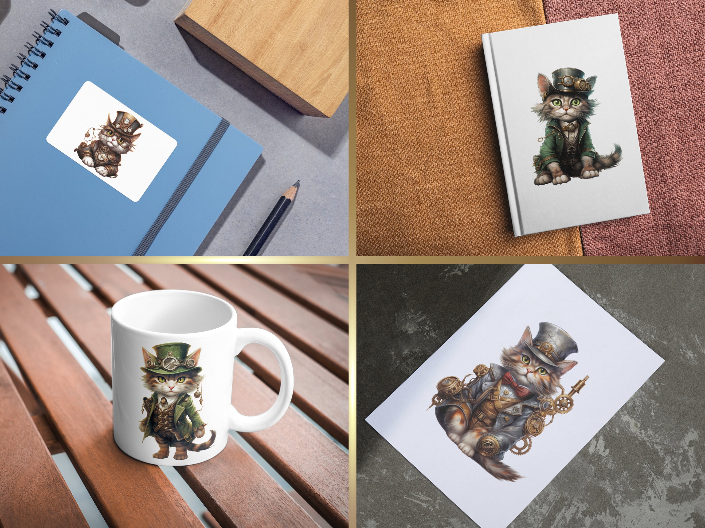 Steampunk Cats PNG Bundle - 87 Cats Clipart Pngs, Cats Clipart, Animals ...