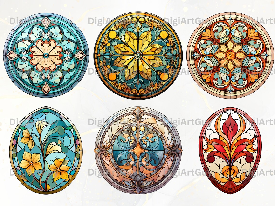 Stained Glass Art PNG Stained Glass Design for Junk Journal - Etsy