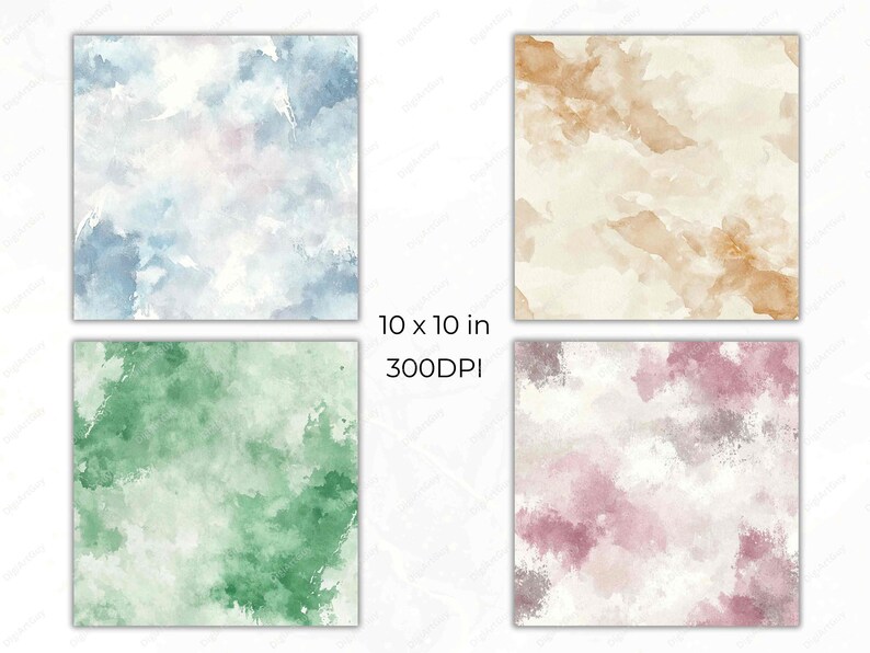 Watercolor Digital Paper Texture Pastel Digital Papers Card Making Kit ...