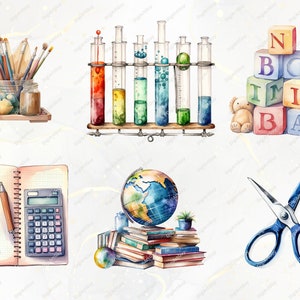Back to School PNG Bundle - 100 Watercolor Back to School Clipart ...