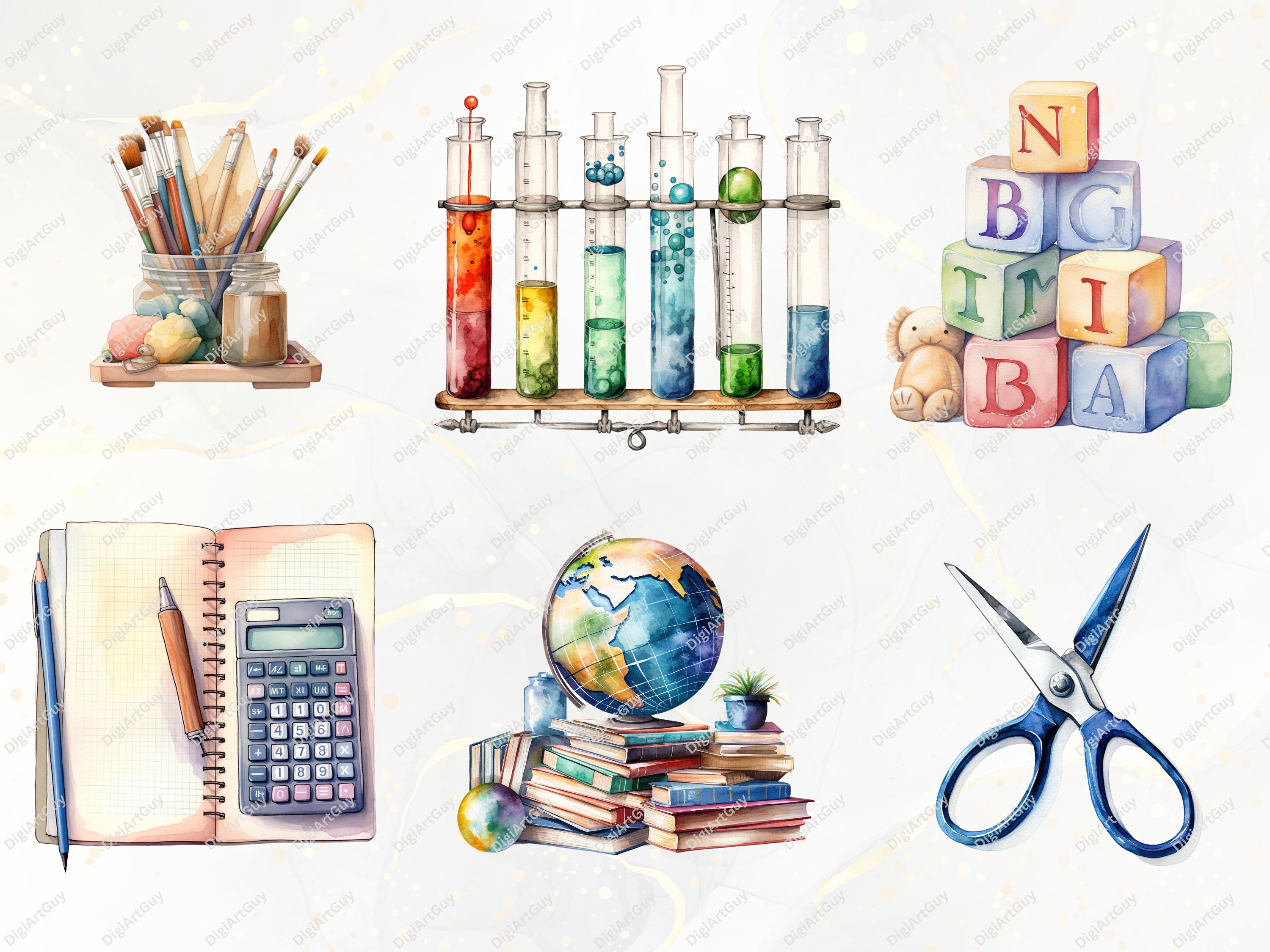 Back to School PNG Bundle - 100 Watercolor Back to School Clipart ...