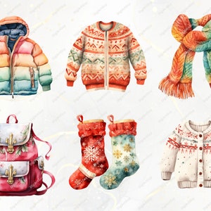 Winter Clothes Clipart - 144 Watercolor Winter Clipart Pngs, Winter PNG ...