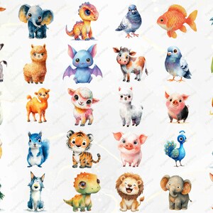 180 Cute Animals Clipart Watercolor Baby Animals PNG Baby Animals ...