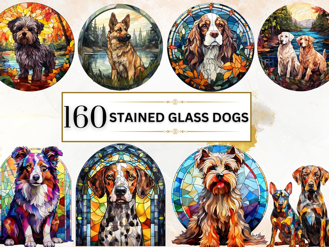 Stained Glass Dogs PNG Stained Glass Clipart Dog Breeds Clipart Stained ...