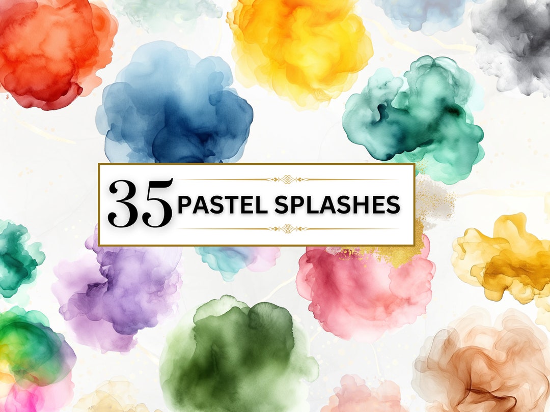 Pastel Watercolor Splash Clipart Watercolor Splashes PNG Alcohol Ink ...