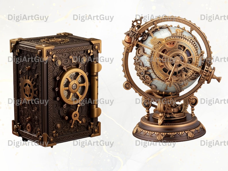 Steampunk Gadgets Clipart Bundle - Watercolor Steampunk Clipart ...
