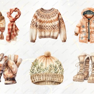 Winter Clothes Clipart - 144 Watercolor Winter Clipart Pngs, Winter PNG ...