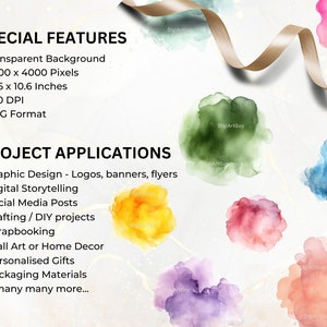 Pastel Watercolor Splash Clipart Watercolor Splashes PNG Alcohol Ink ...