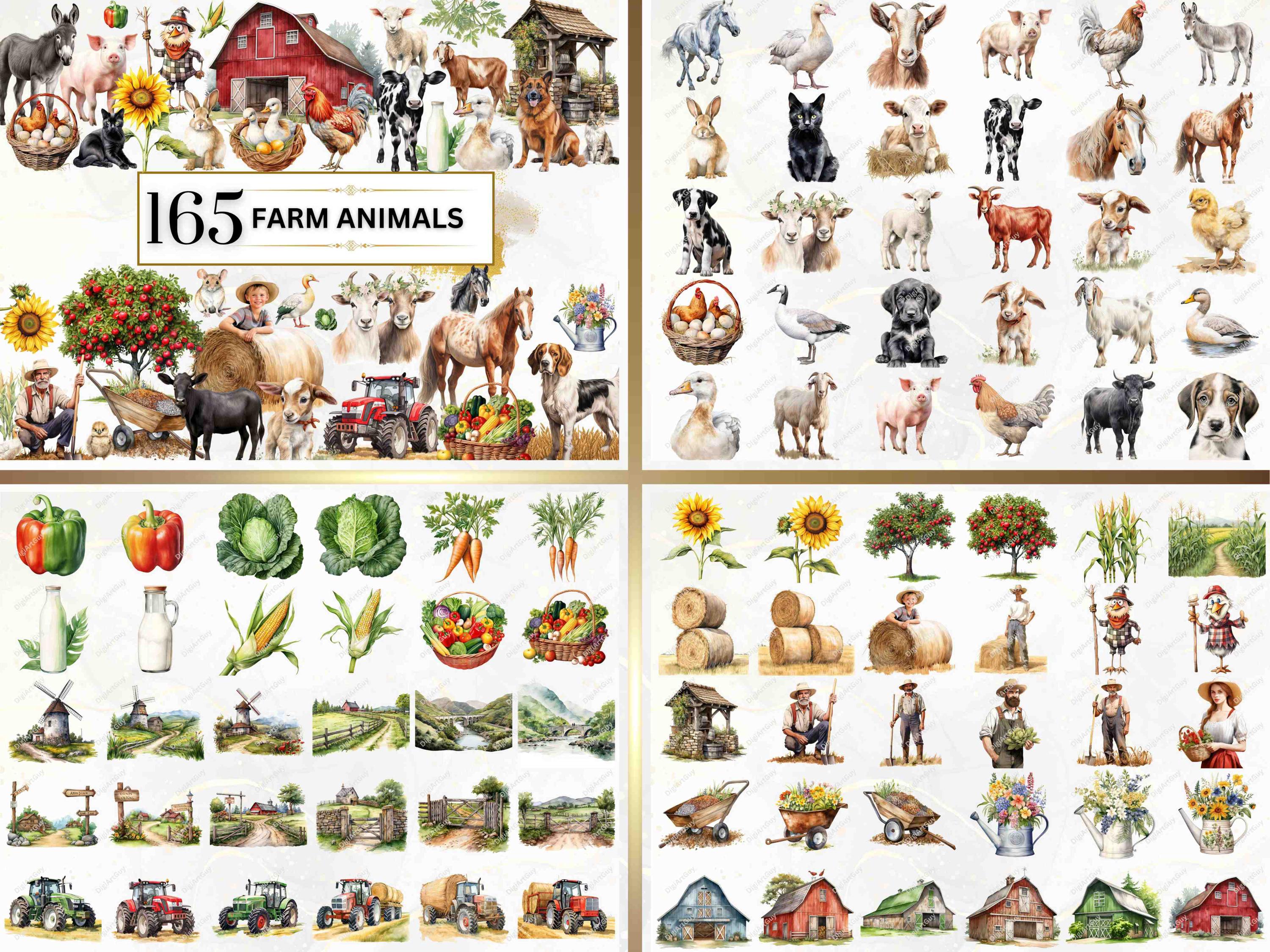 Western Mega Clipart Bundle Watercolor Western PNG Cowboy Clipart Farm ...