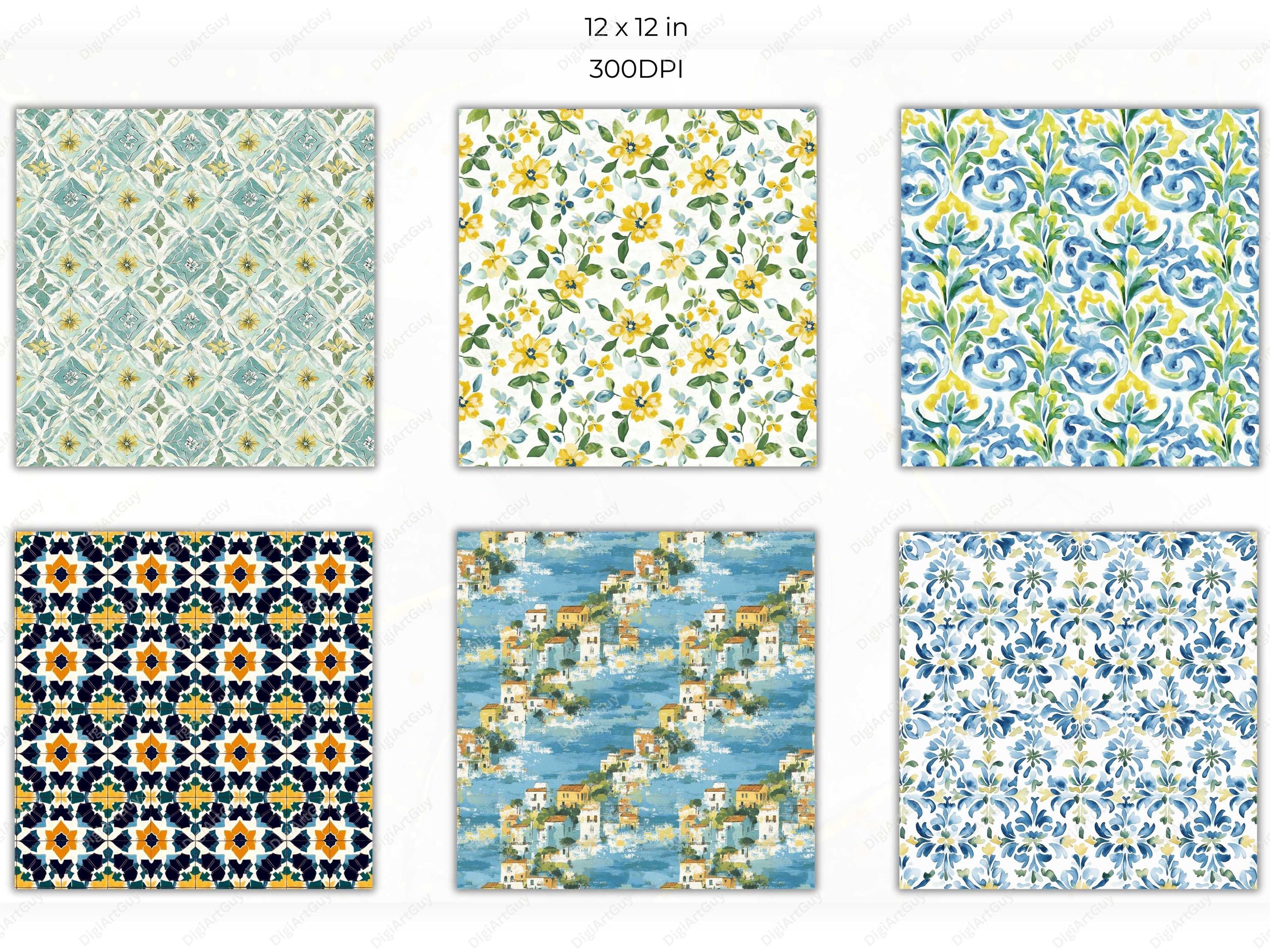 Mediterranean Seamless Patterns Blue Digital Print Summer Digital Paper ...
