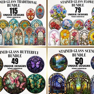 Stained Glass PNG Bundle - 1400+ Unique Stained Glass Clipart Bundle ...