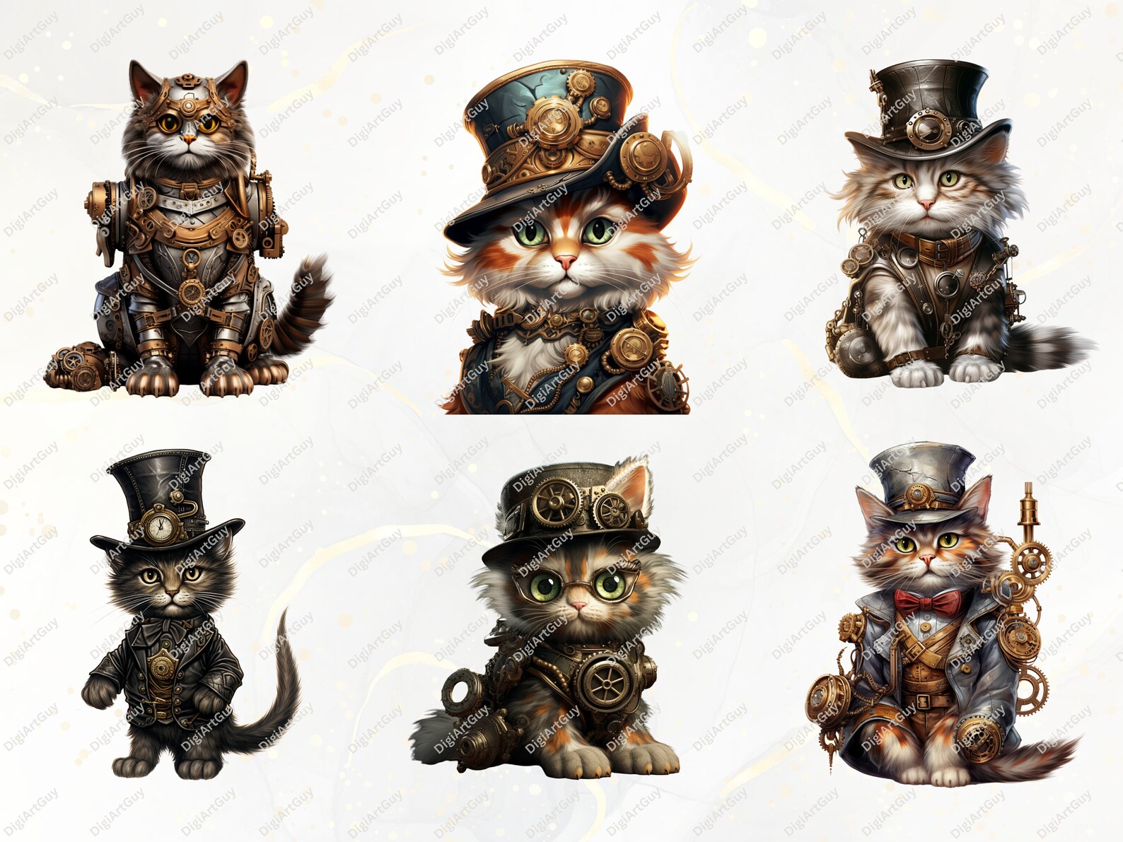 Steampunk Cats PNG Bundle - 87 Cats Clipart Pngs, Cats Clipart, Animals ...