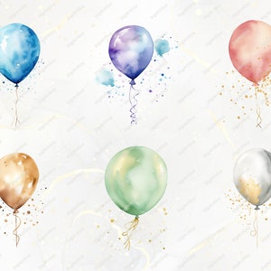 Balloons Clipart Watercolor Birthday Clipart Party Balloon PNG Set ...