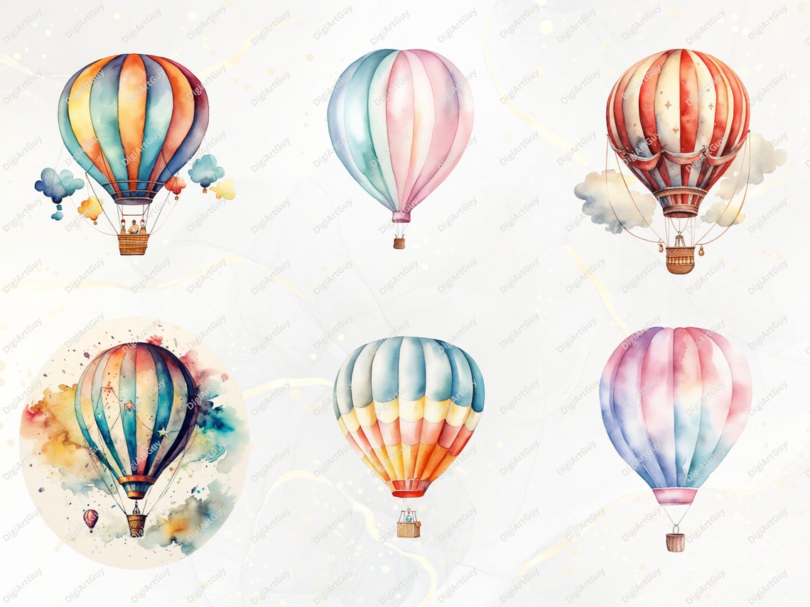 Balloons Clipart Watercolor Birthday Clipart Party Balloon PNG Set ...