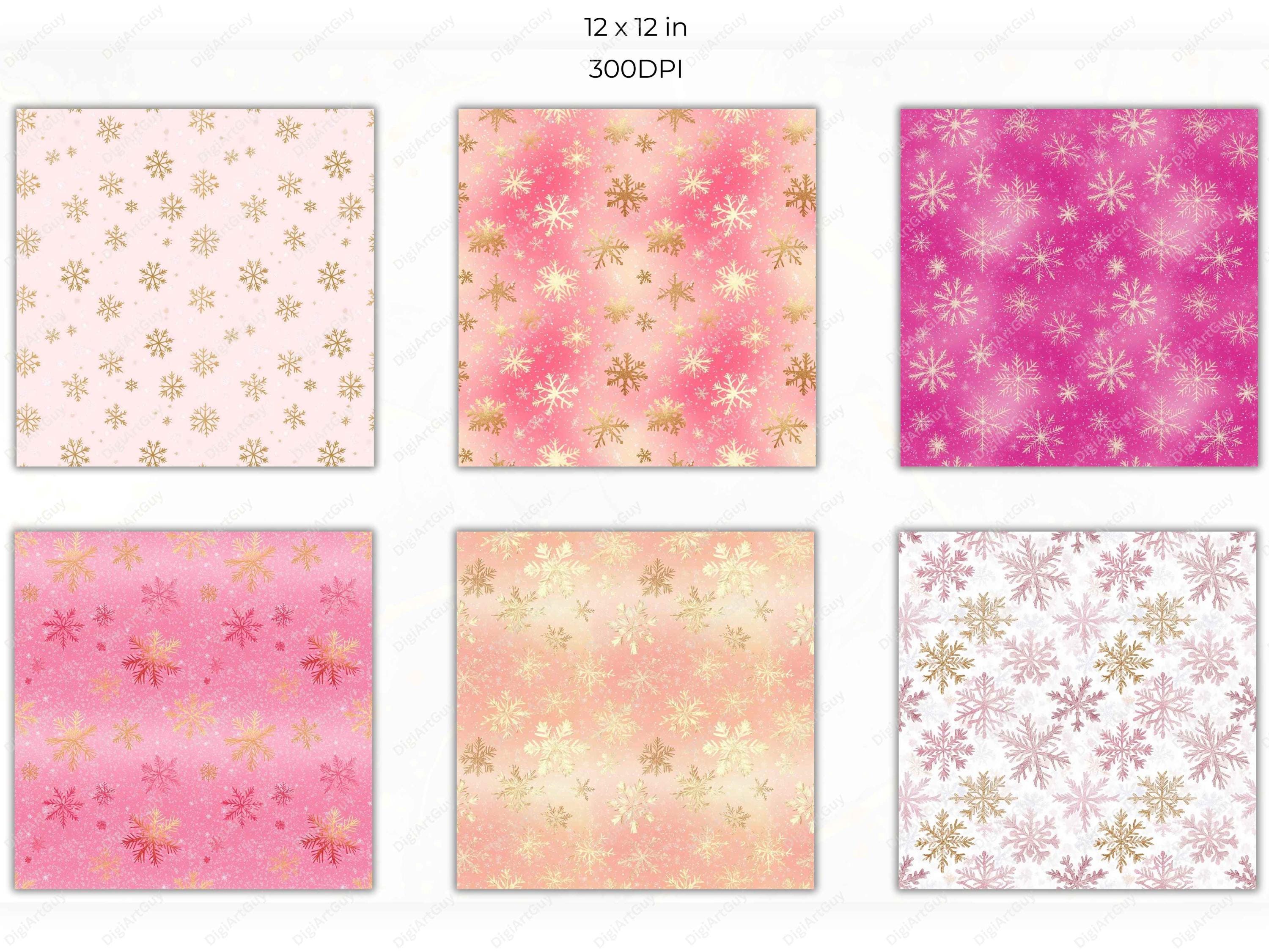 Pink Snowflakes Seamless Patterns Snowflakes Digital Paper Winter Junk ...