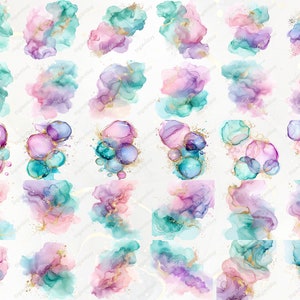 Watercolor Splash Clipart Pastel Watercolor Splashes PNG Alcohol Ink ...