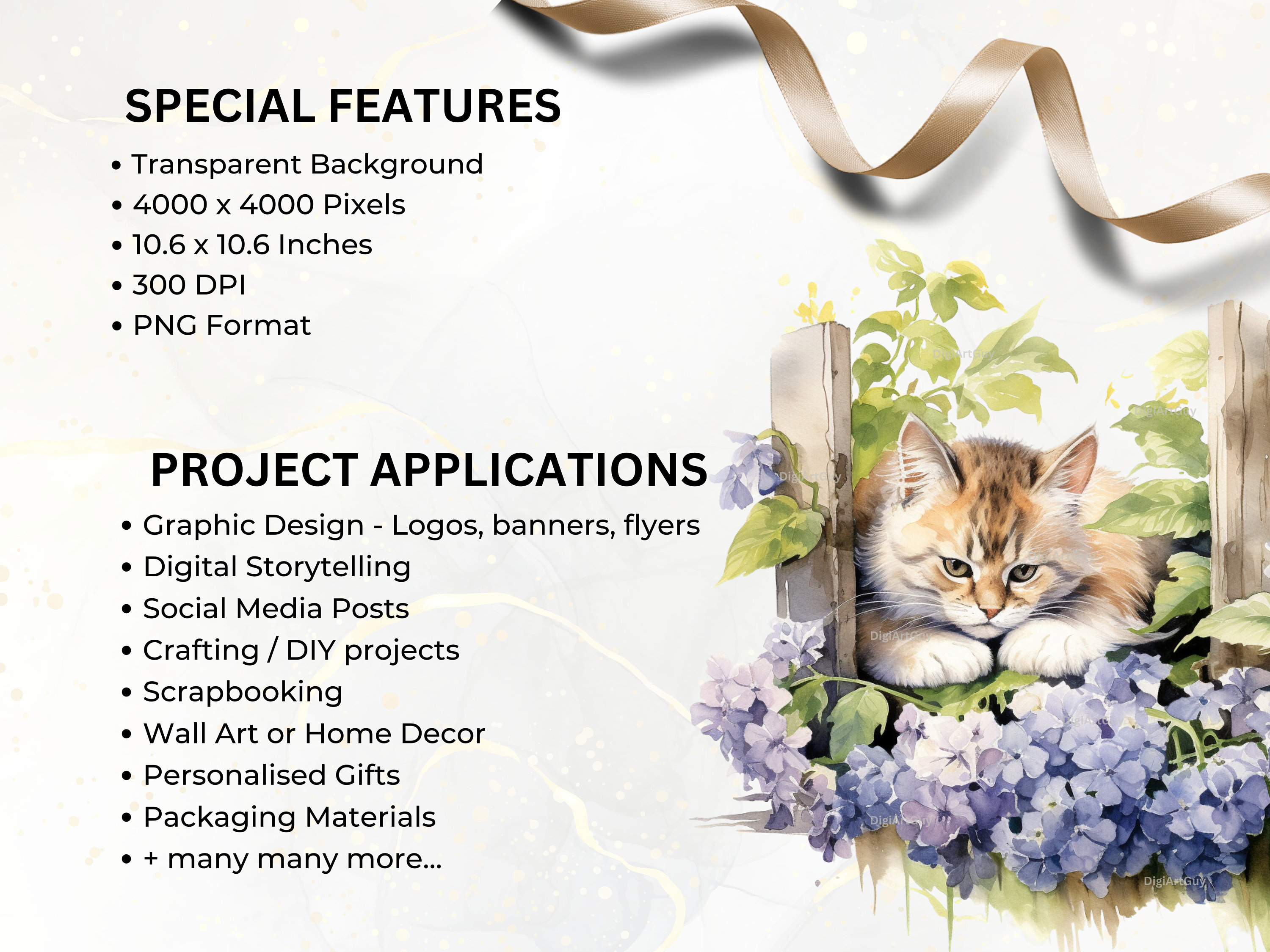 Floral Cats PNG Bundle - 43 Cats Clipart Pngs, Cats Clipart, Animals ...