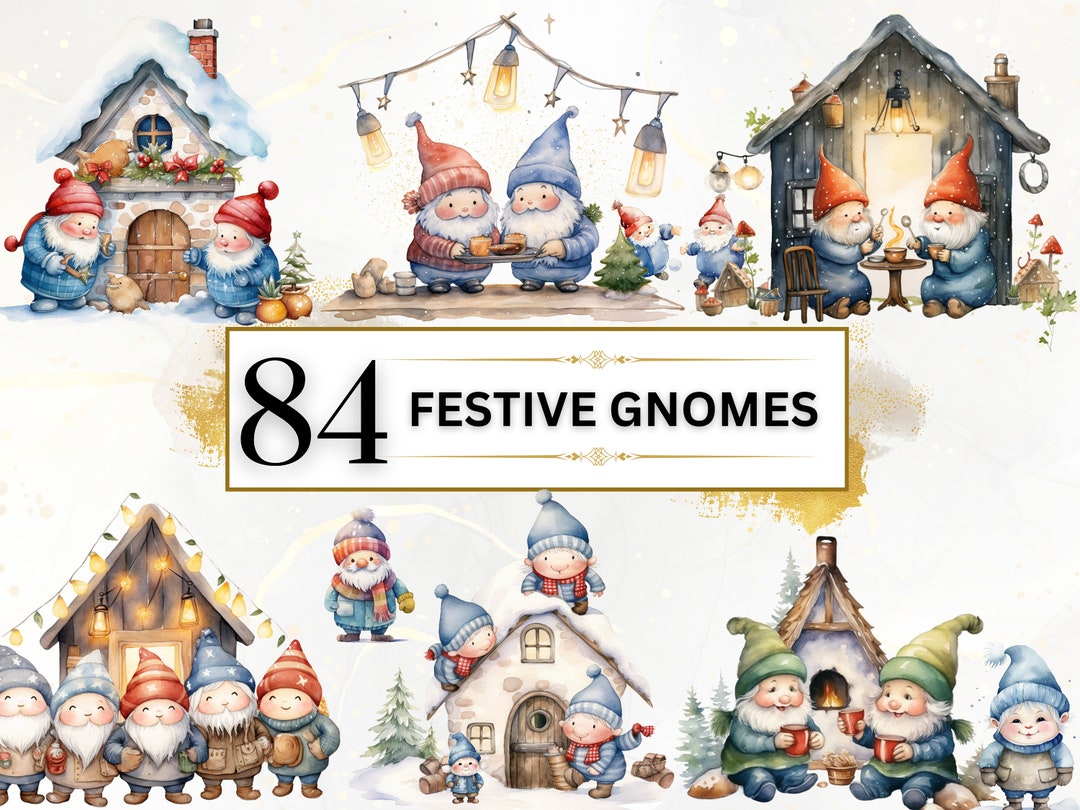 Festive Gnomes Clipart - 84 Watercolor Gnomes Clipart Pngs, Gnomes PNG ...