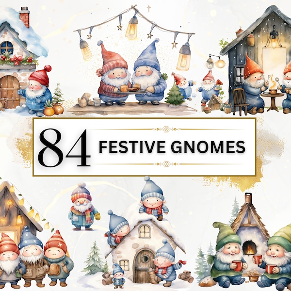 Watercolor Gnomes Clipart - Etsy