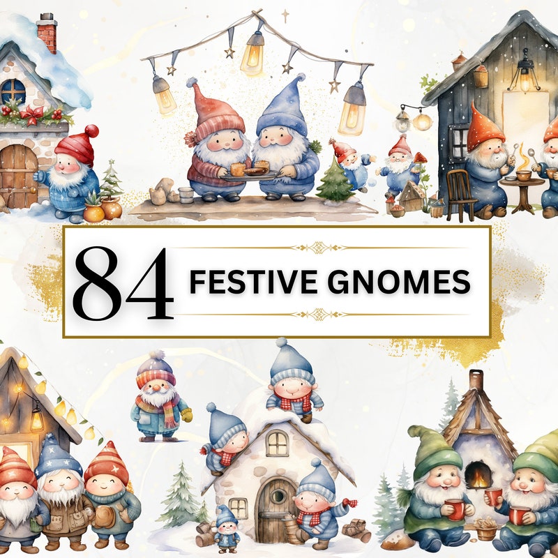 Watercolor Gnomes Clipart - Etsy