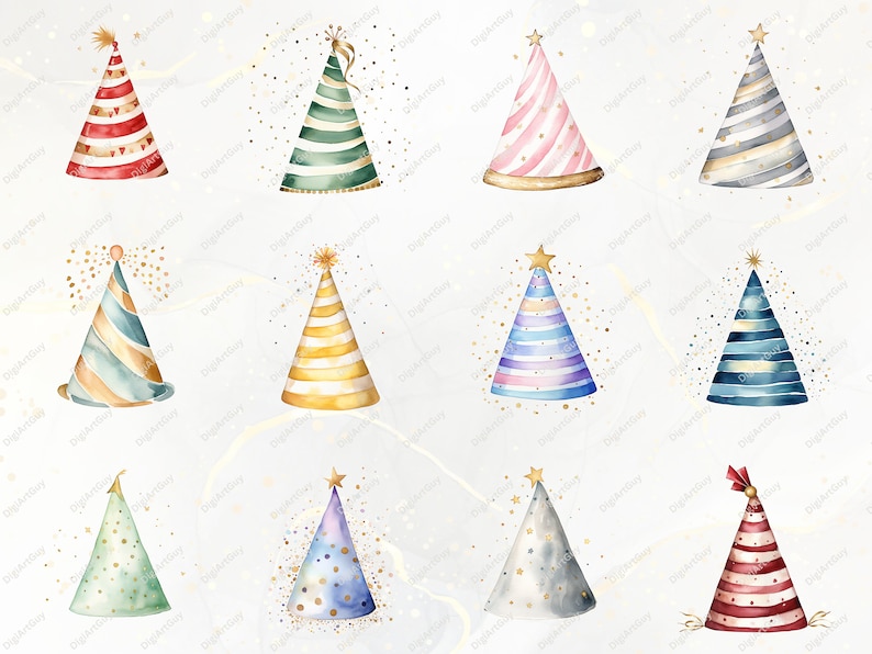 Party Clipart Watercolor Party Hats PNG Birthday Hats Clipart Colourful ...