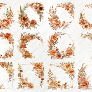 Boho Flower Clipart Watercolor Flower PNG Boho Floral Clipart Spring ...