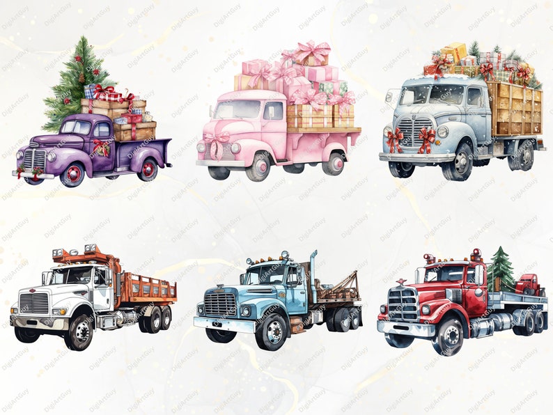 Watercolor Truck Clipart - 79 Watercolor Winter Clipart Pngs, Red Truck ...